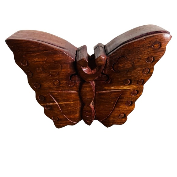 Vintage | Storage & Organization | Vintage Butterfly Hand Carved Wood ...